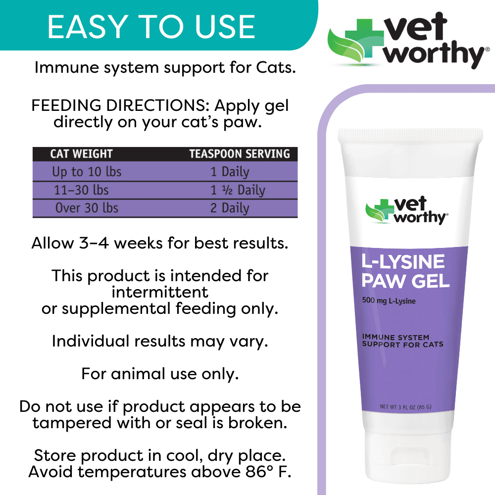 L-Lysine Paw Gel for Cats - 3 oz – Vet Worthy
